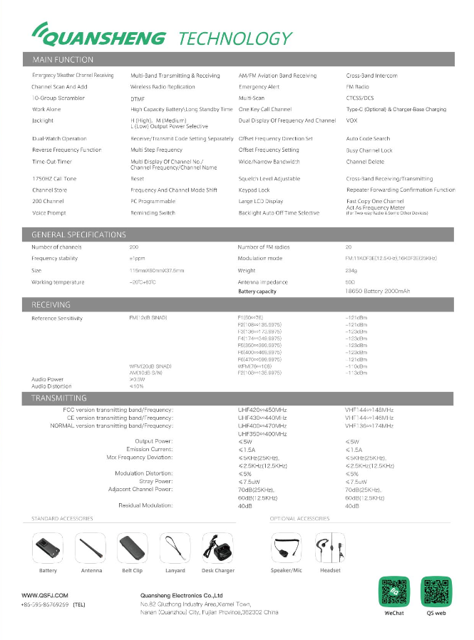 Quansheng Uv-5r Plus Handheld Mobile Radio, High Quality Quansheng Uv-5r Plus Handheld Mobile ...
