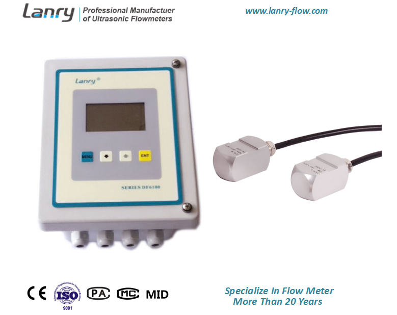 Clamp-on Doppler 4-20ma Wall-mounted Ultrasonic Flow Meter Df6100-ec, High Quality Clamp-on ...
