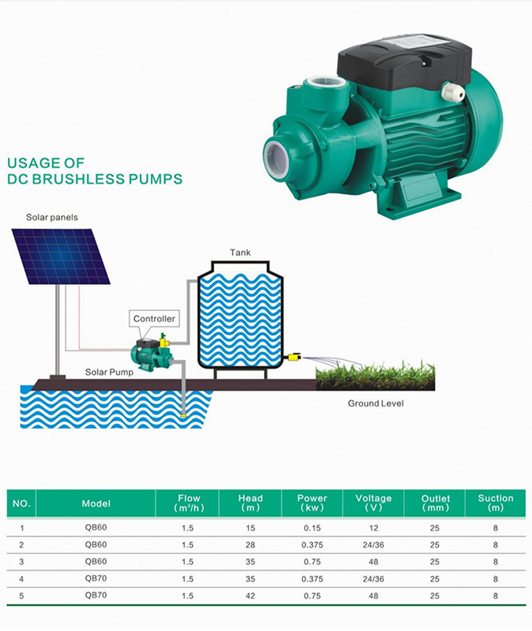 Qb60 Dc Brushless Surface Solar Powered Water Pump For Agricultural Irrigation, High Quality ...
