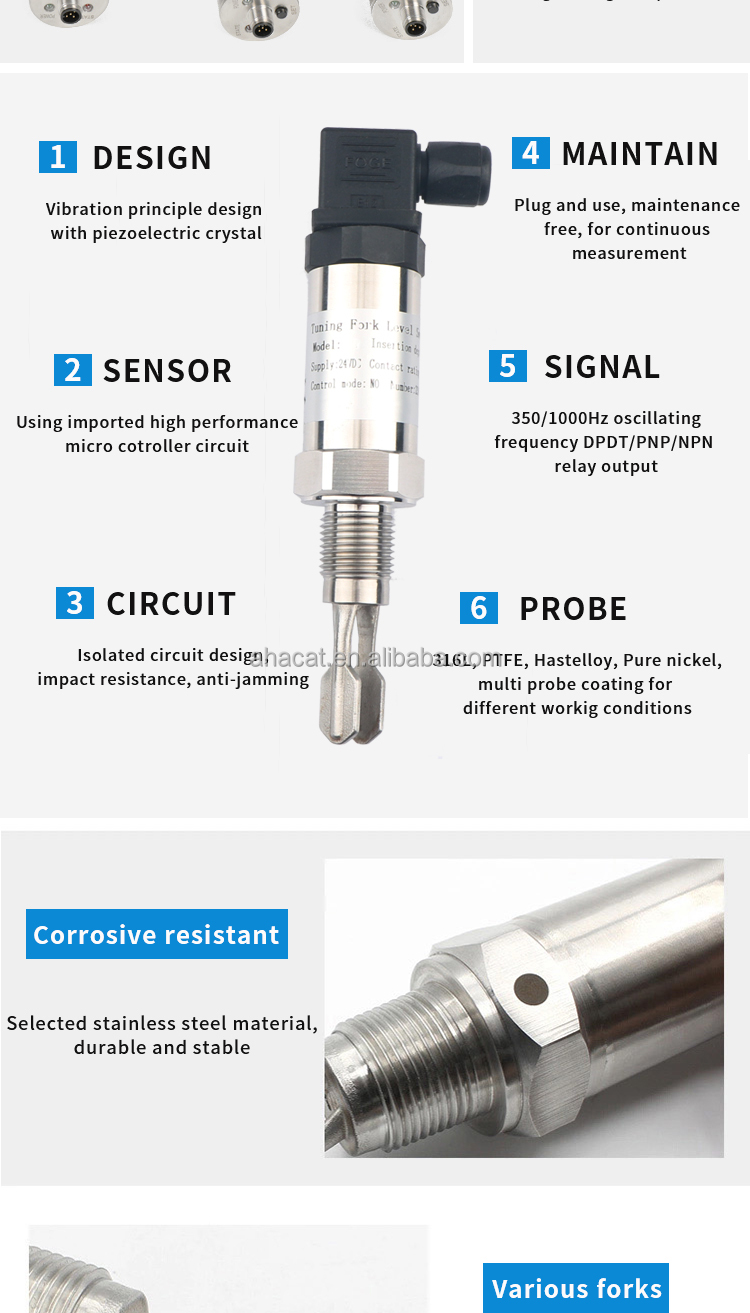 Pipeline Tuning Fork Level Switch For Liquid And Solid Materials High Quality Pipeline Tuning