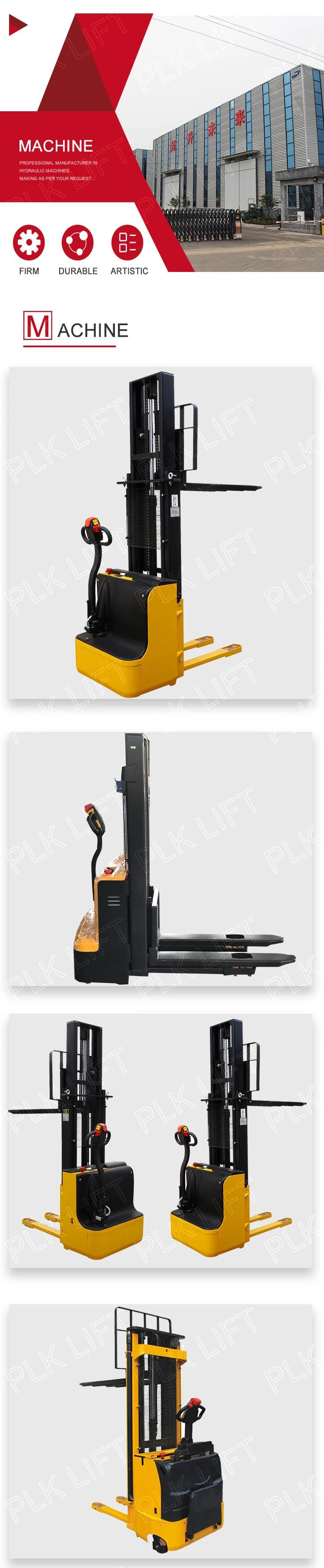 Industrial Material Handling Equipment 1500kg Full Powered Electric Stacker With Ce, High ...