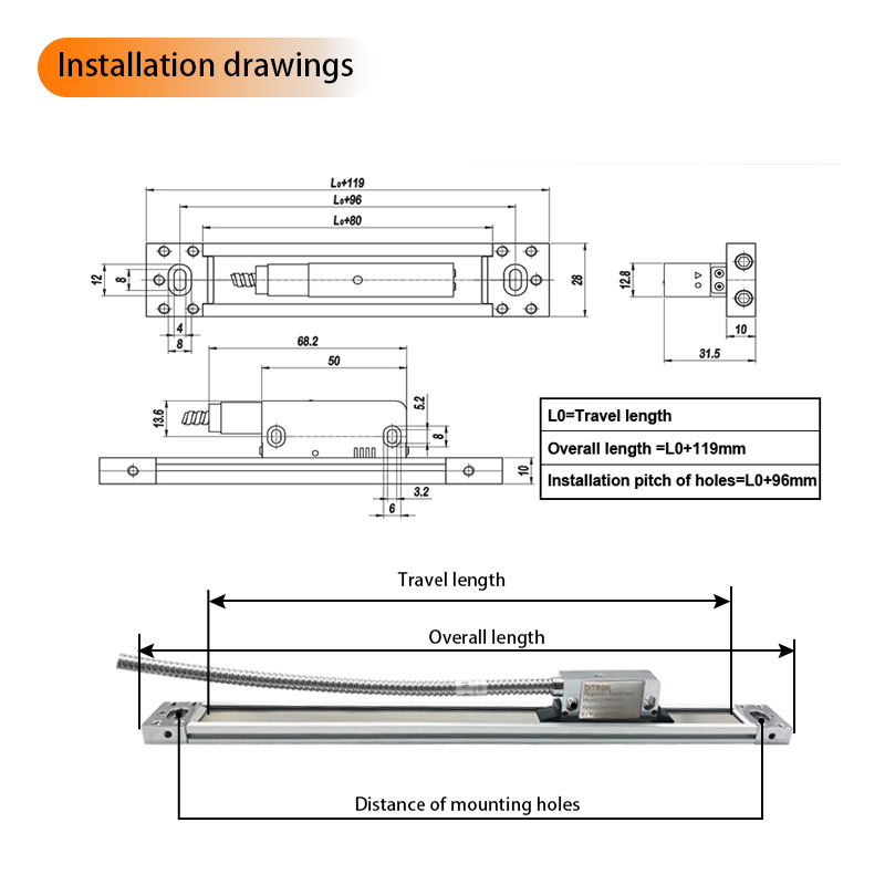 Ditron Ip67 Protected Digital Sensor Magnetic Scale Encoder With Dro For Milling/lathe Machines ...