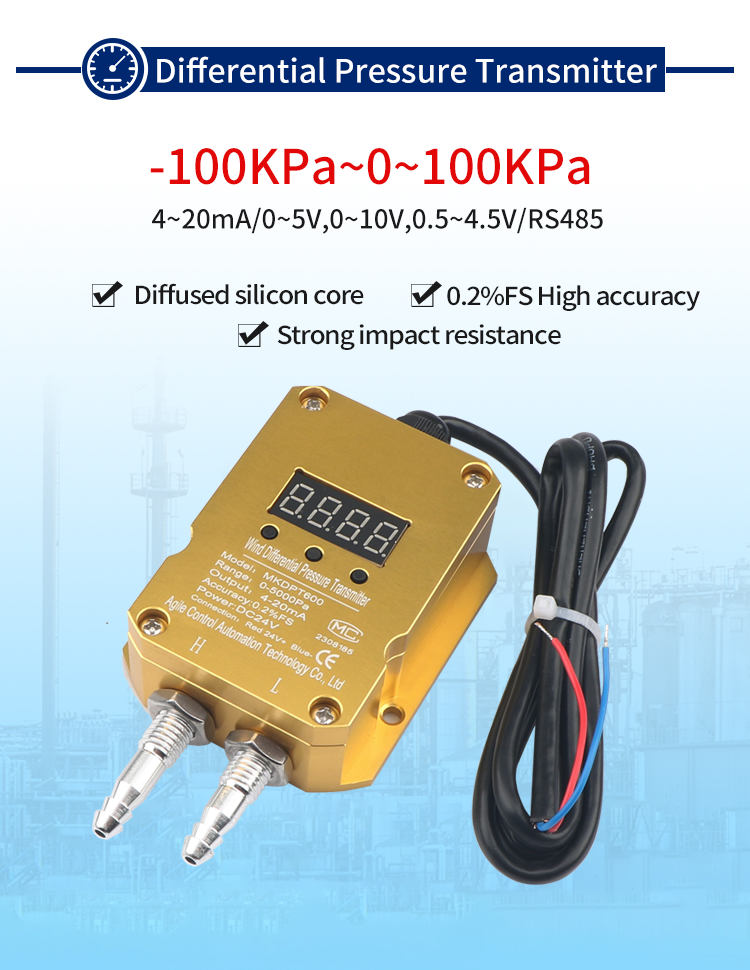 Rs485 Low Pressure 1000pa Air Differential Pressure Transducer For Wind Led Display, High ...