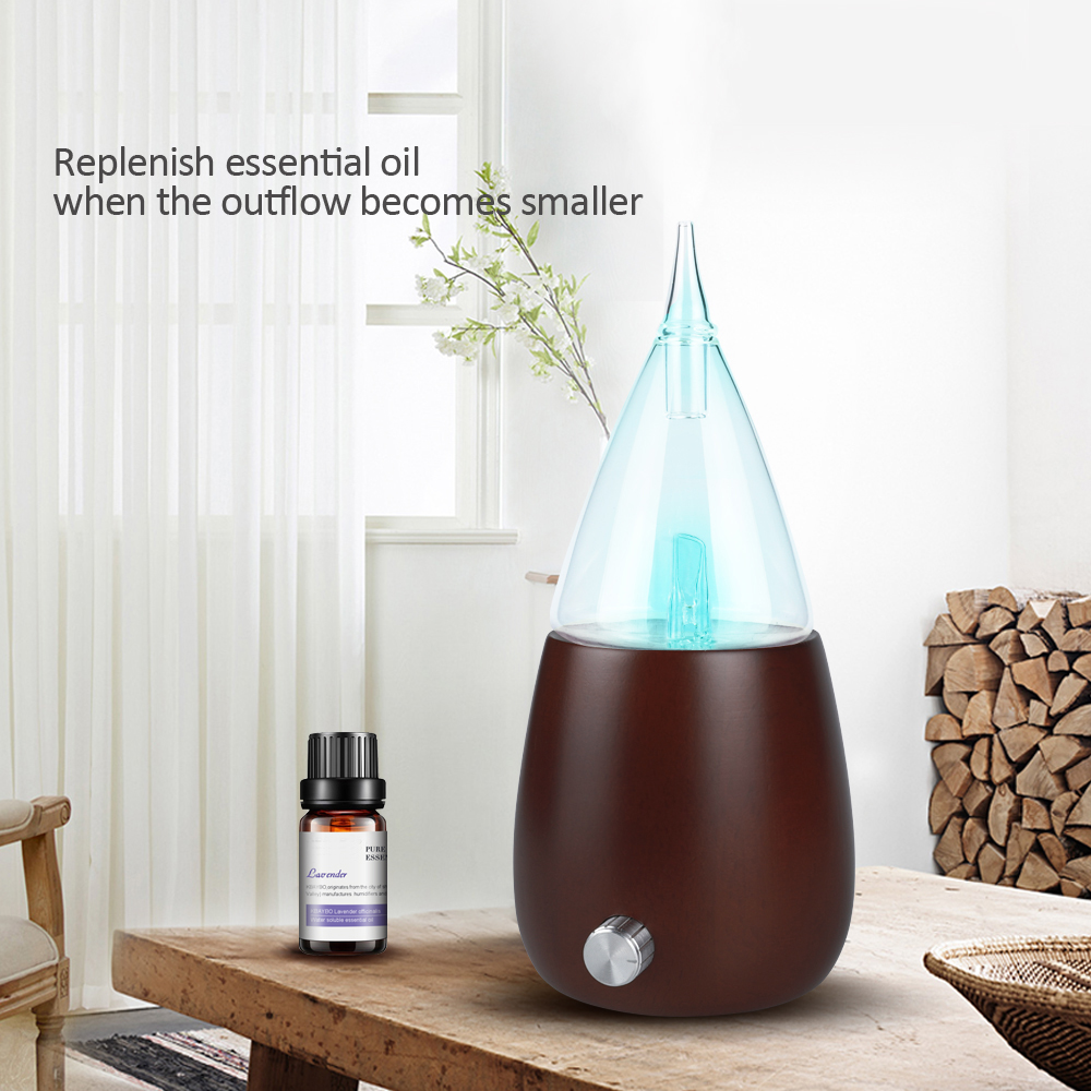 Waterless Glass Nebulizing Diffuser: Real Wood Base, 30ml Essential Oil, Aromatherapy Home Spa ...