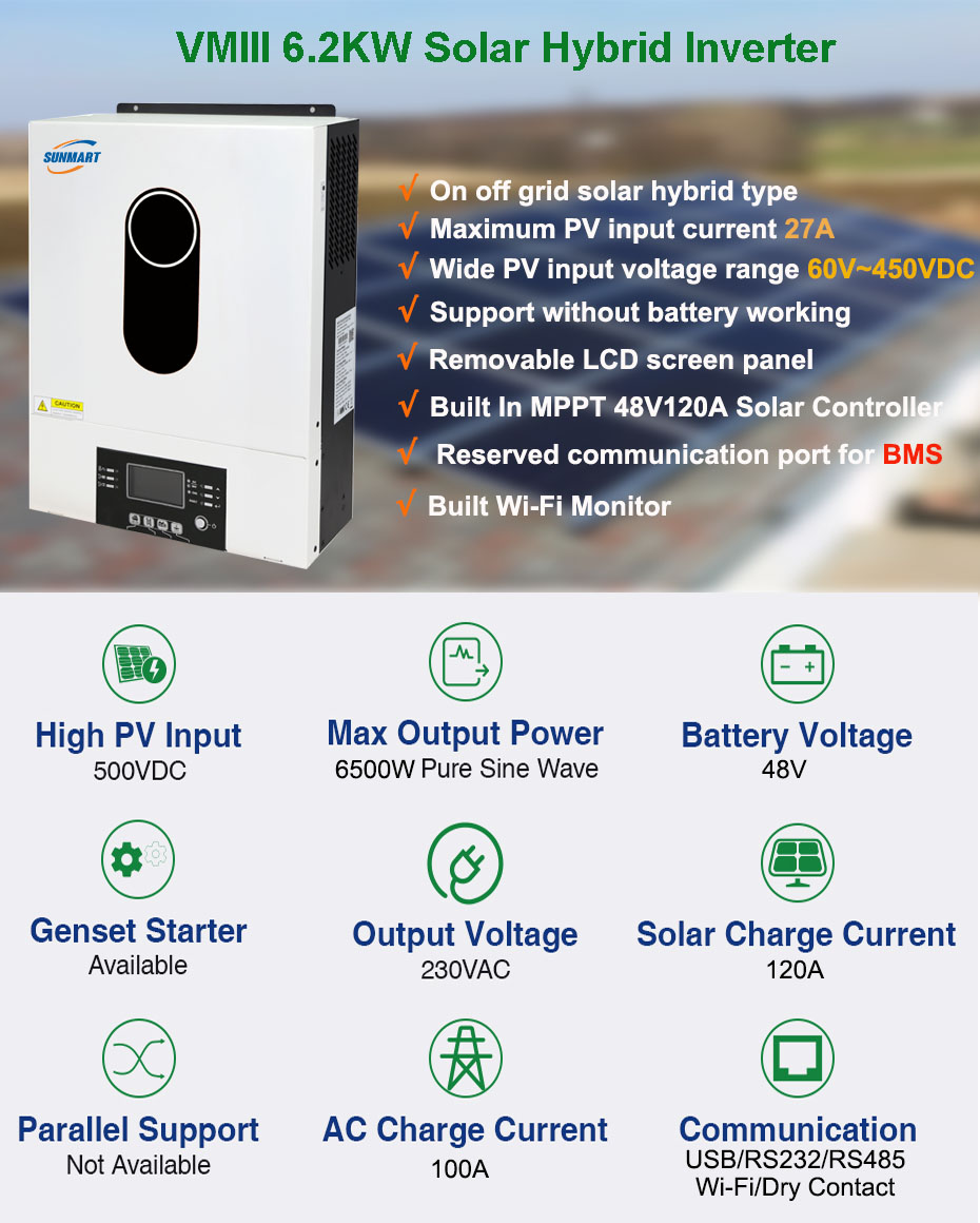 6200w 48v Hybrid Solar Inverter For 5kw-10kw Systems With Mppt And Grid Feed-in, High Quality ...