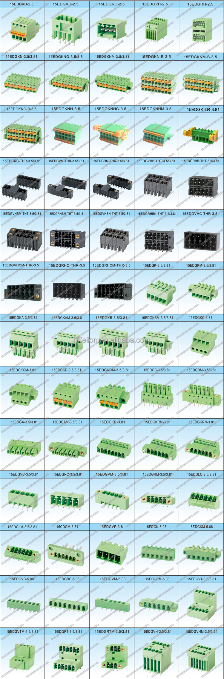 Copper Fence Terminal Connector Tb Series 15a 20poles Pin Tb1520 Fixed Barrier Terminal Block ...