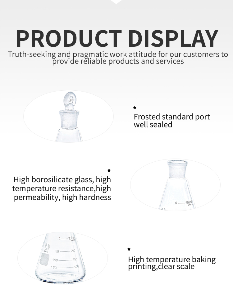 Lab Glass Erlenmeyer Flasks 500ml, 1000ml, 2000ml With Stopper, High Quality Lab Glass ...