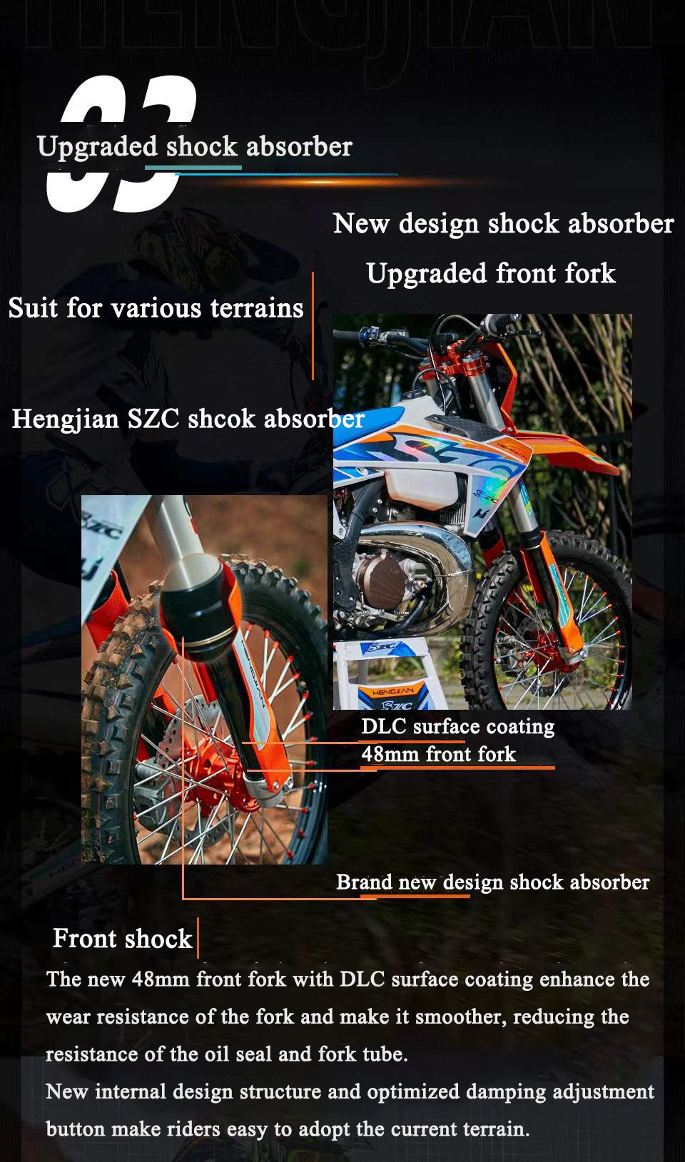 Hengjian 2024 S7 Z300 300cc 2 Stroke Enduro Dirt Bike, High Quality Hengjian 2024 S7 Z300 300cc ...