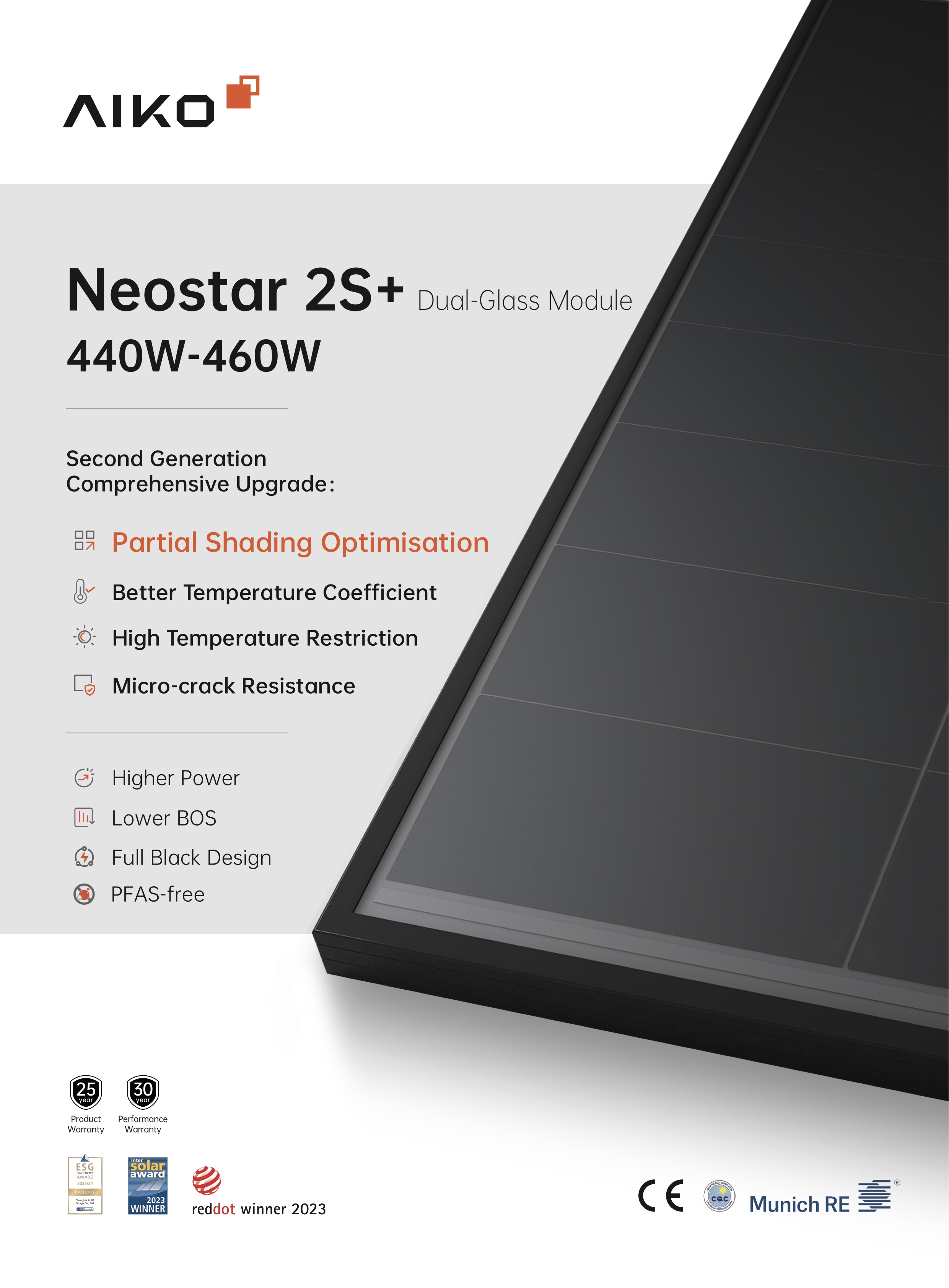 Aiko Dual-glass 440w-460w Black Solar Panels For German Roof Markets, High Quality Aiko Dual ...