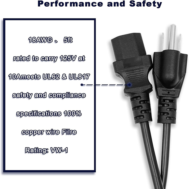 Free Sample Usa Standard Ac 10a Nema 5-15p Us Power Cord 3-pin Plug Power Cable For Computer ...