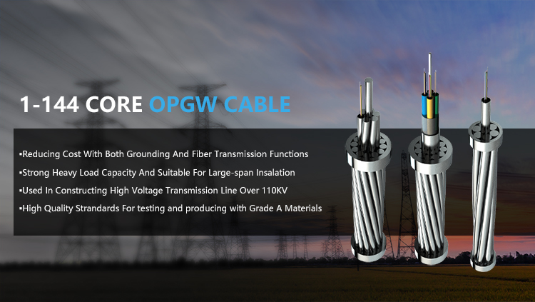 Opgw 48 Core Ground Wire Self-supporting Aerial Optical Fiber Cable For Power Transmission, High ...