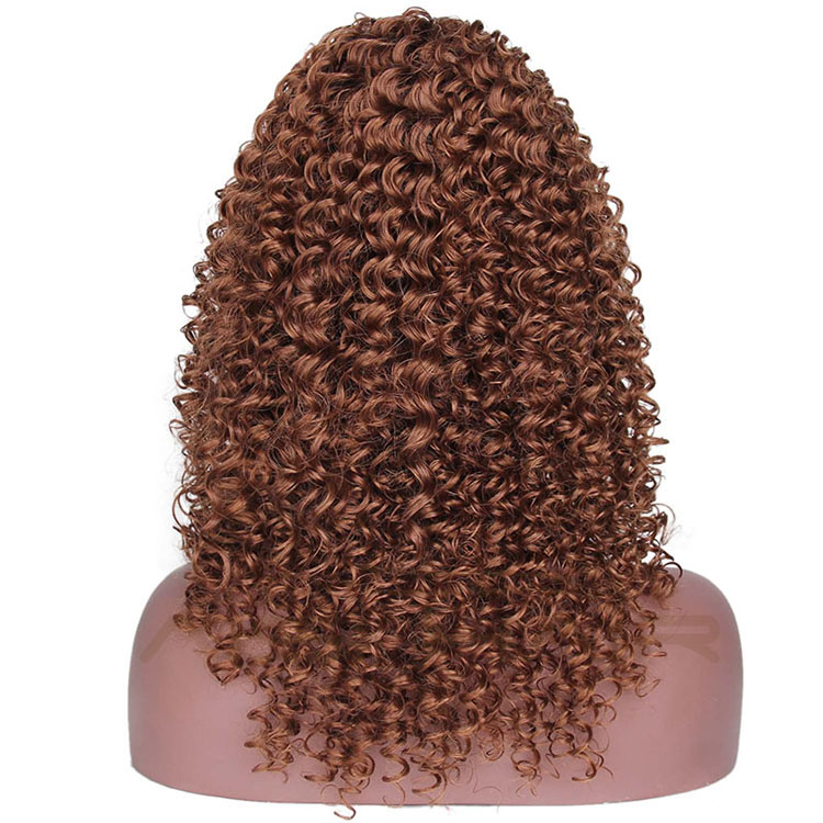 Synthetic Brown Short Afro Kinky Curly Wigs For Women Best Quality Heat