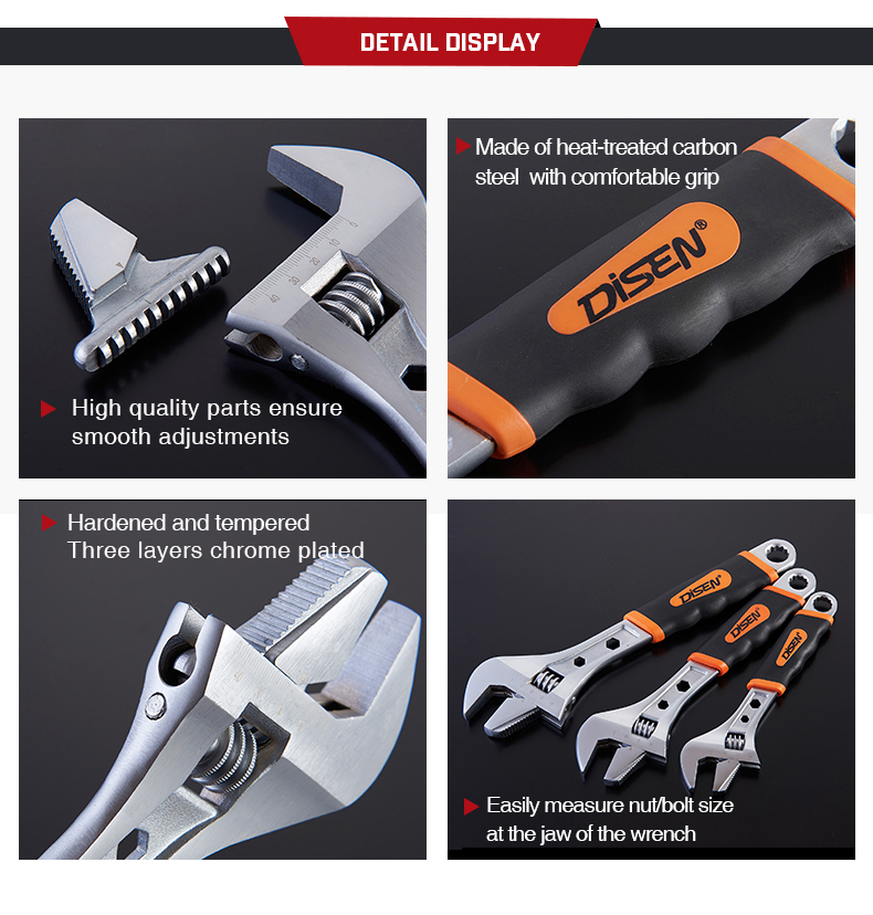 12" Adjustable Wrench Multitool With Rubber Anti-slip Grip, High Quality 12" Adjustable Wrench ...