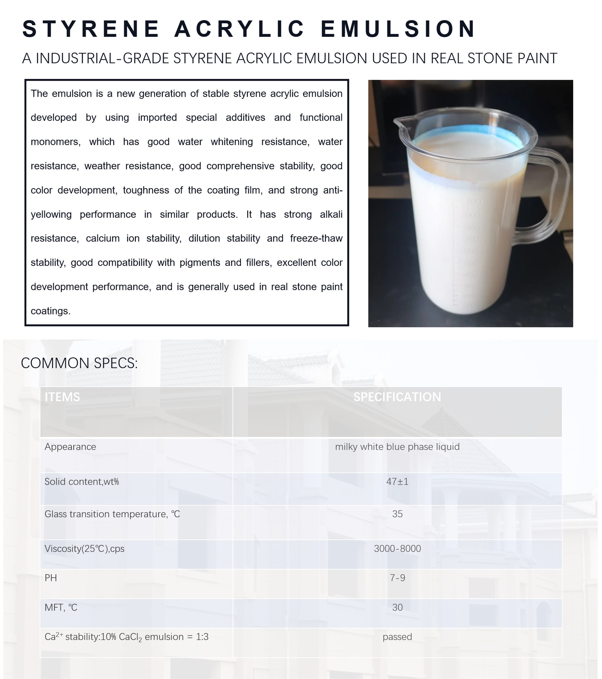 Styrene Acrylic Emulsion Sa Latex For Real Stone Paint Coatings (cas 25085-34-1), High Quality ...