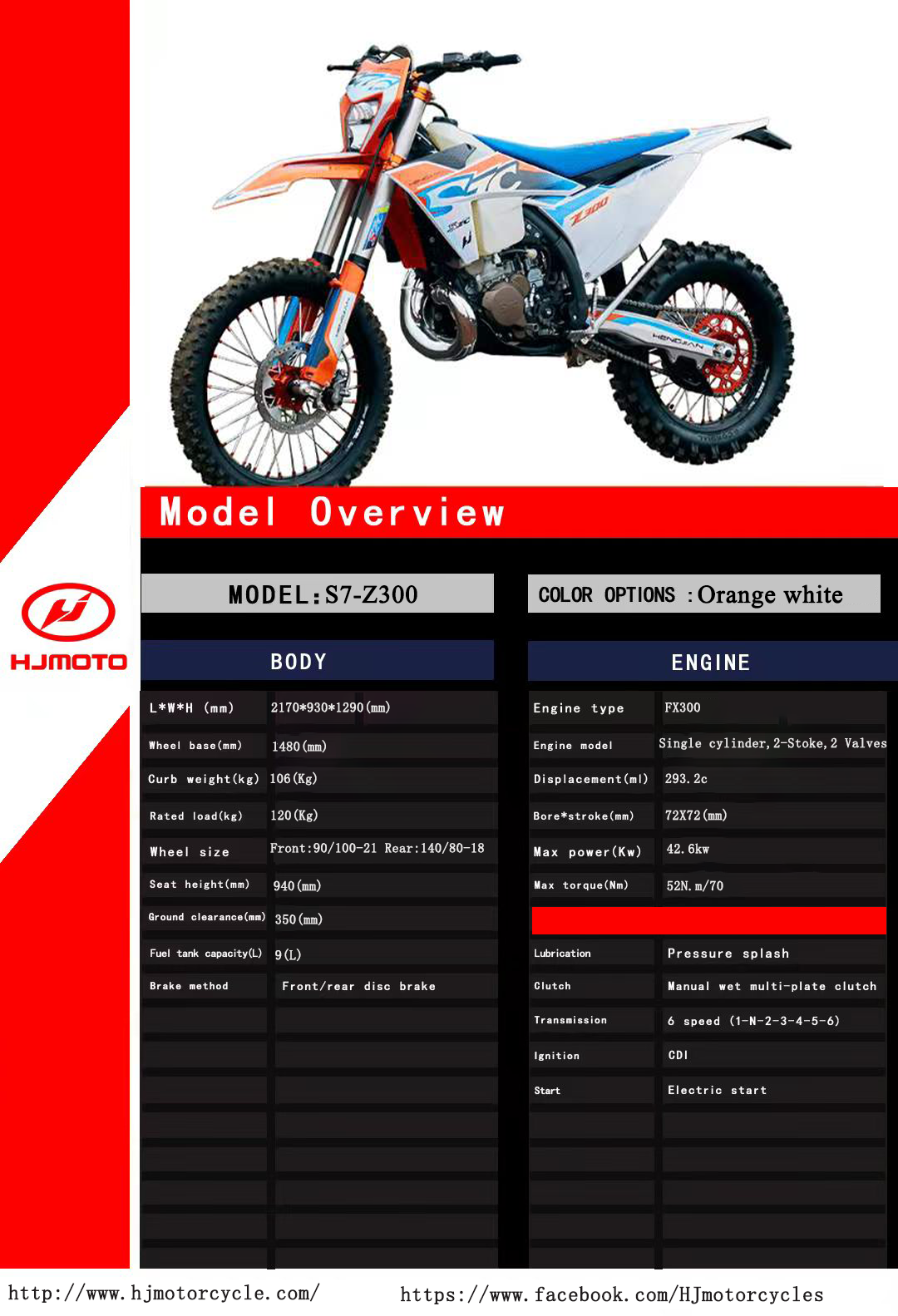 Hengjian 2024 S7 Z300 300cc 2 Stroke Enduro Dirt Bike, High Quality Hengjian 2024 S7 Z300 300cc ...