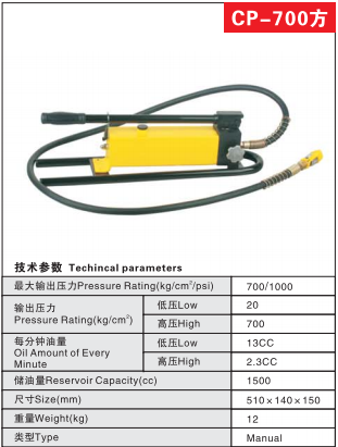High Volume Hydraulic Hand Pump Cp-700 Square Type Pump Casing Machine, High Quality High Volume ...