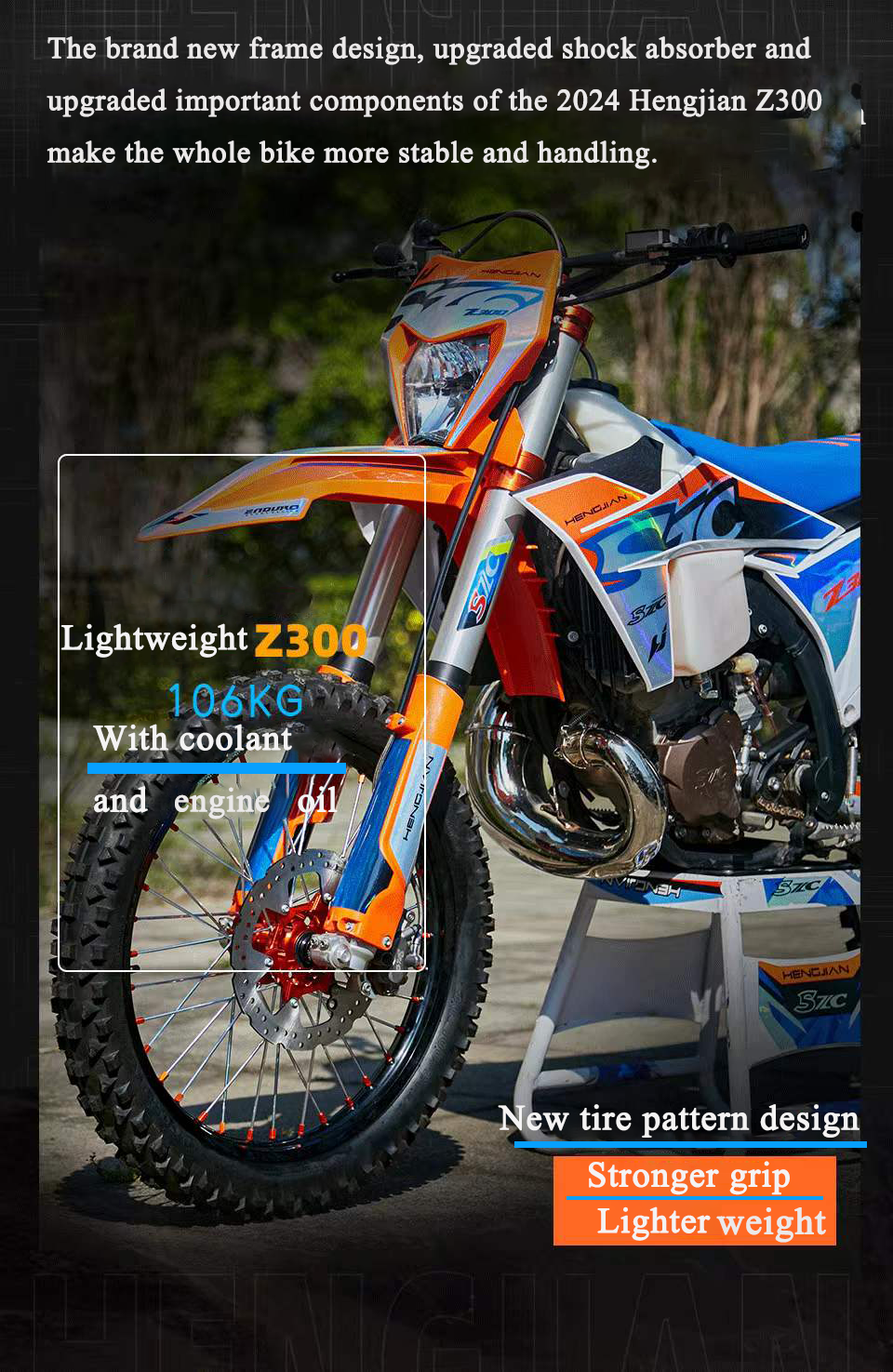 Hengjian 2024 S7 Z300 300cc 2 Stroke Enduro Dirt Bike, High Quality Hengjian 2024 S7 Z300 300cc ...