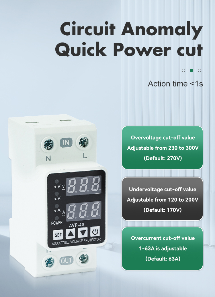 230v 40a 2 Pole Three Phase Avp Voltage Protector With Overcurrent Protection, High Quality 230v ...
