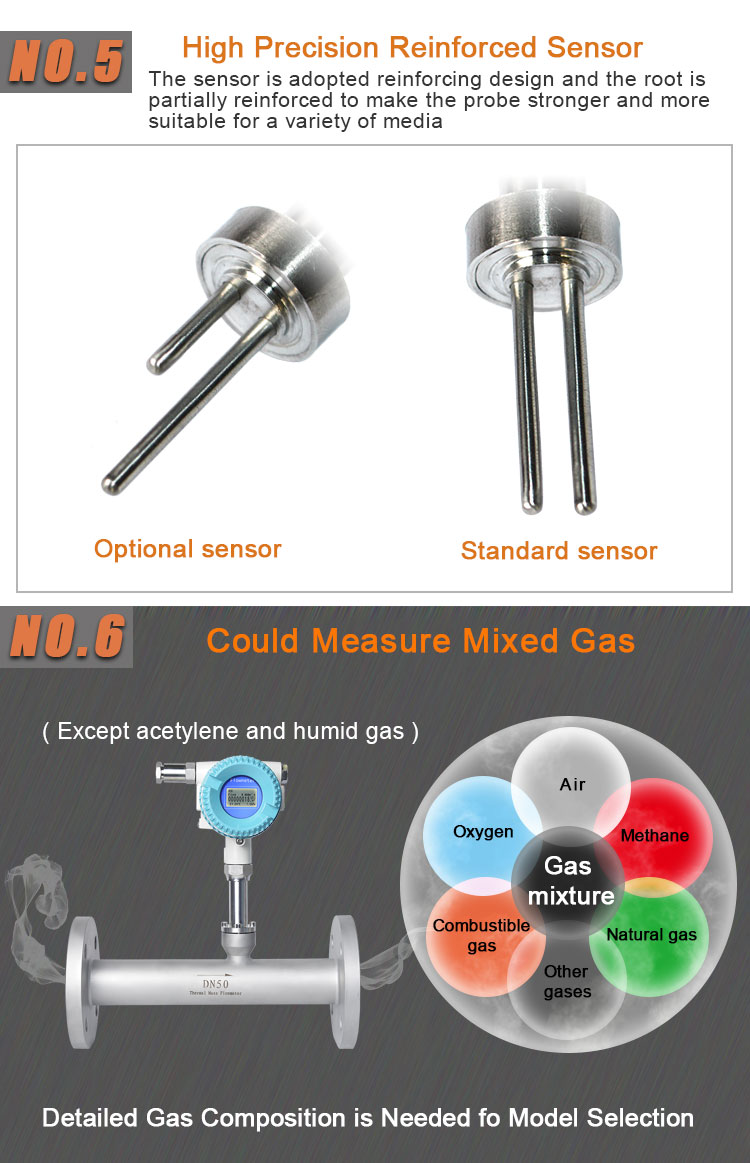 Rs485 Hart Bio Gas Flowmeter With 4-20ma Pulse And Thermal Gas Mass Flow Measurement, High ...