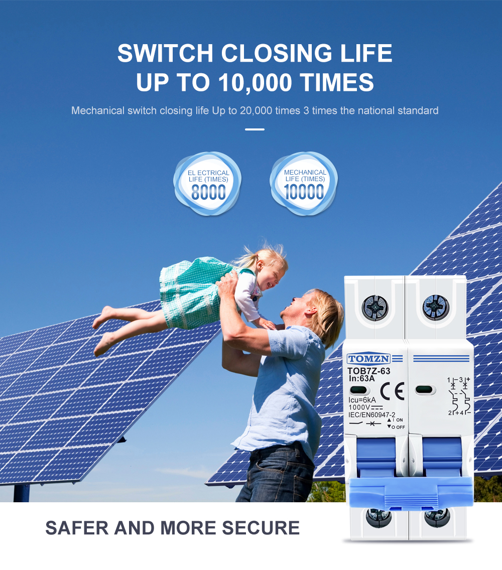 Tomzn 2p 2 Pole Dc 1000v 63a Photovoltaic Solar Circuit Breaker, High Quality Tomzn 2p 2 Pole Dc ...