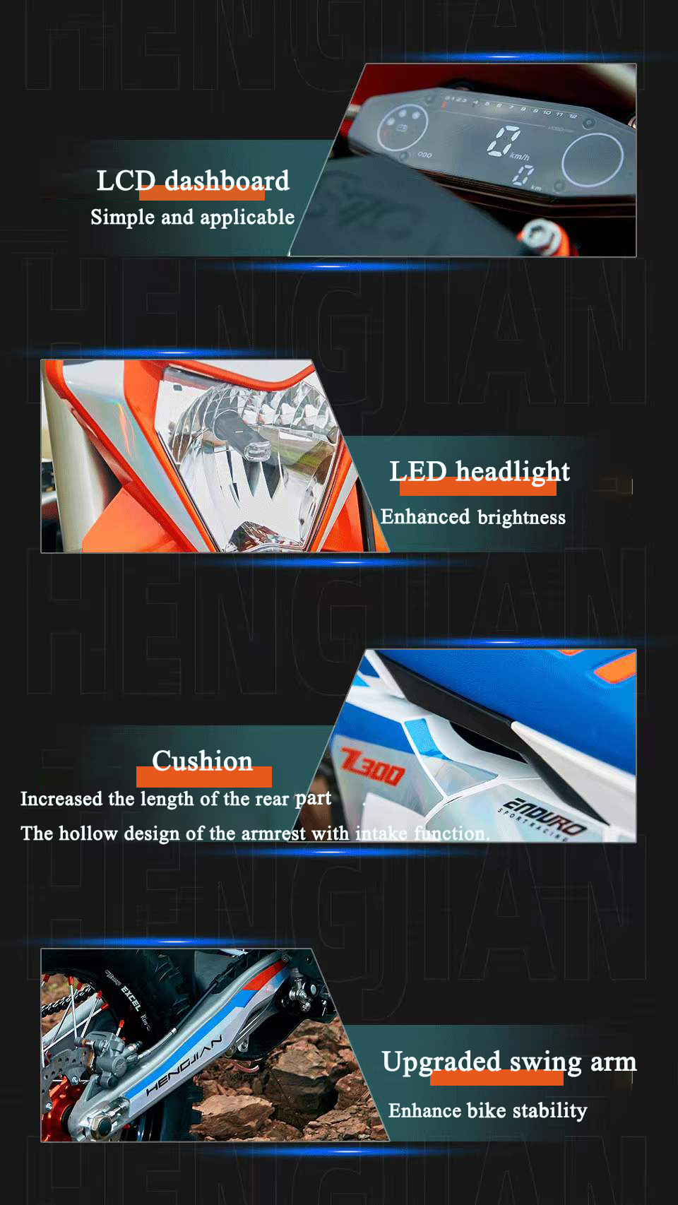 Hengjian 2024 S7 Z300 300cc 2 Stroke Enduro Dirt Bike, High Quality Hengjian 2024 S7 Z300 300cc ...