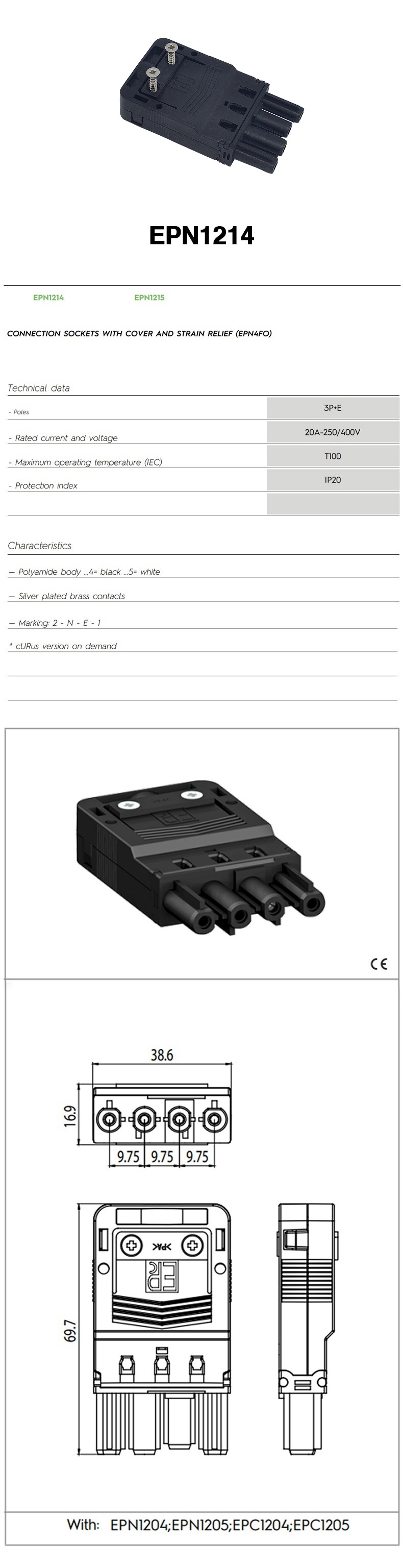 Vde Approved Epc Male Female Connector Plastic Electrical Quick Wire Connector Epn1214, High ...
