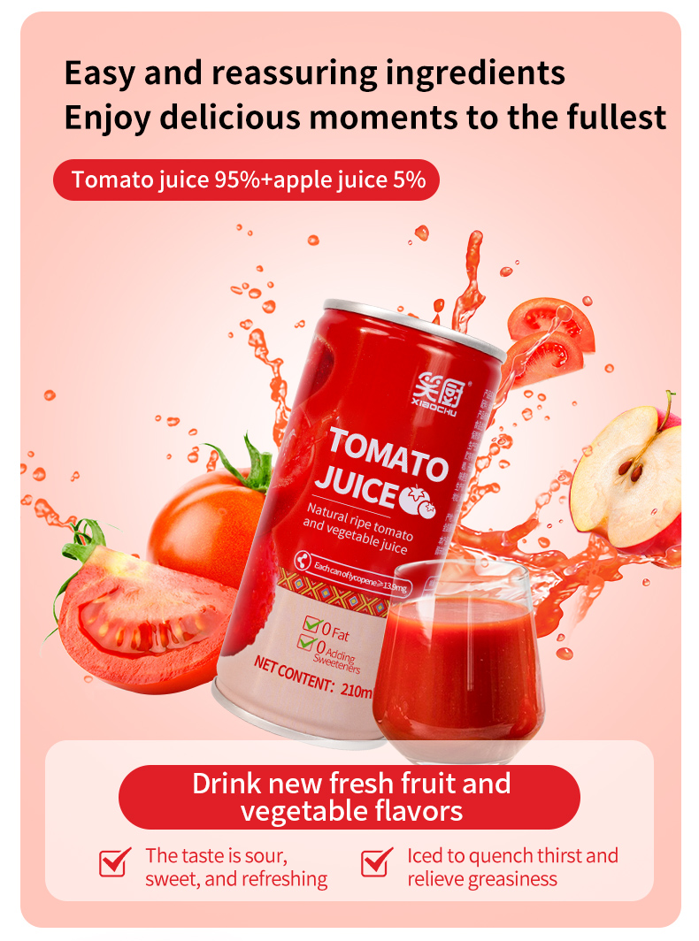 100% Tomato Juice Concentrate - Rich In Lycopene, 210ml X 12 Cans, High Quality 100% Tomato ...