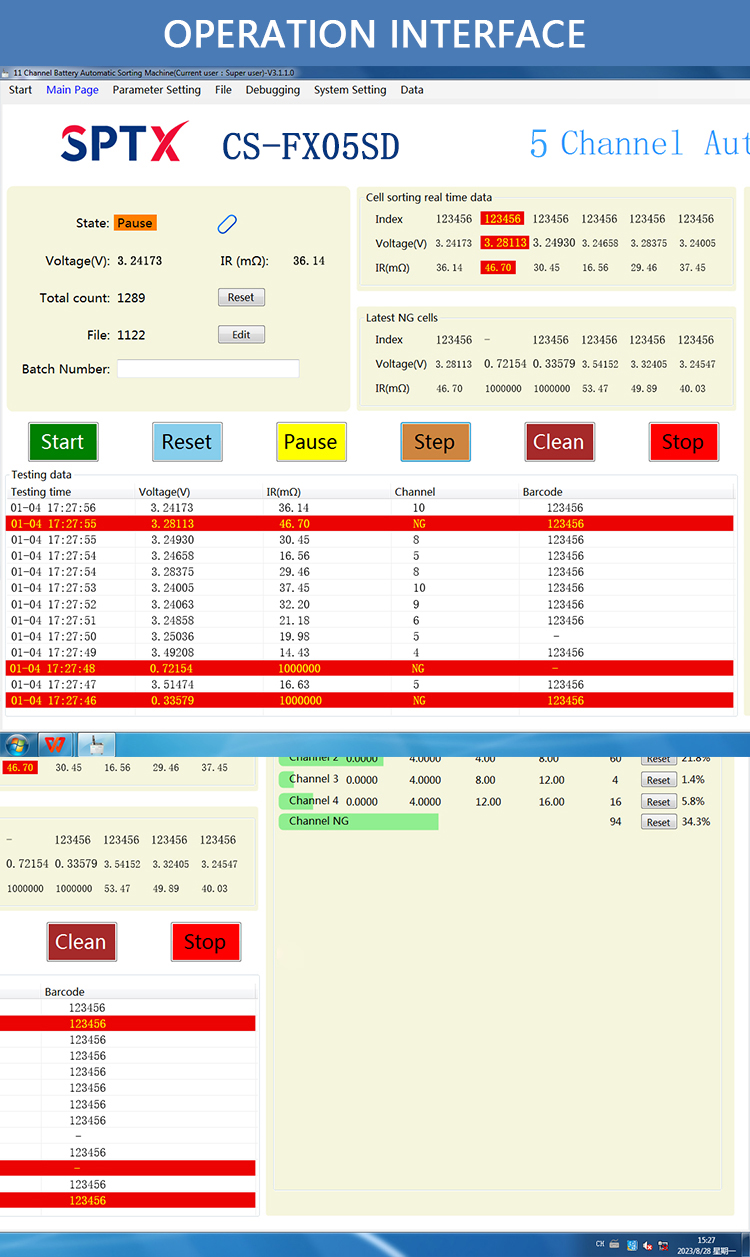 เครื่องเรียงลำดับเซลล์แบตเตอรี่ทรงกระบอก 5 ช่องพร้อมเครื่องทดสอบแรงดันไฟฟ้า Ir คุณภาพสูง เครื่อง ...