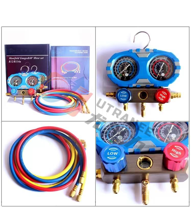 Digital Refrigerant Pressure Gauge Set For Ac Repair - R134a, R410, R22, R502, R404, R600a, High ...