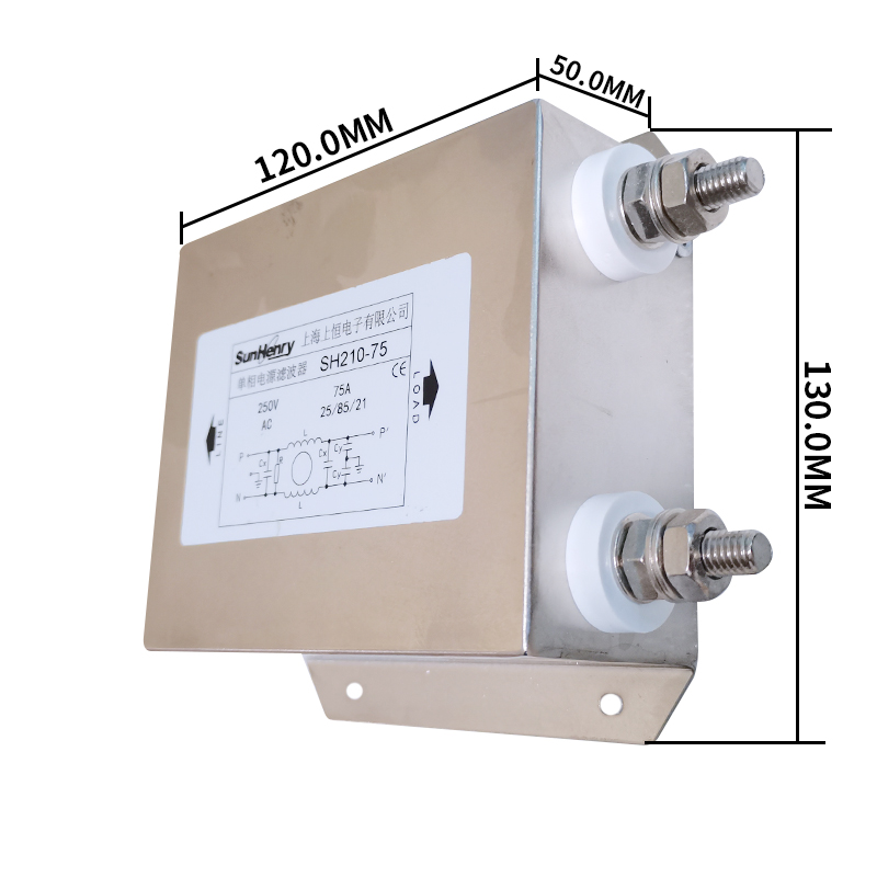 Sunhenry Sh210-75 75a 250vac Single Phase 1-stage Emi Filter, High ...