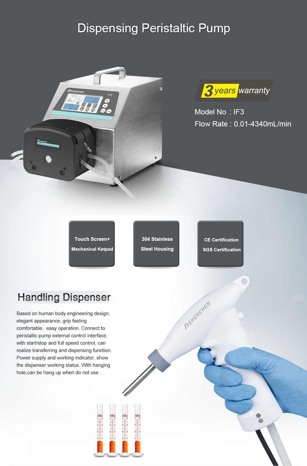 Shenchen If3 Small Volume Diagnostic Reagent Dispensing Peristaltic Pump, High Quality Shenchen ...