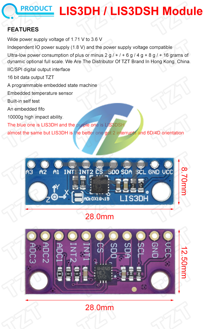 High-resolution Lis3dsh Lis3dh Triaxial Accelerometer Module For Arduino, High Quality High ...