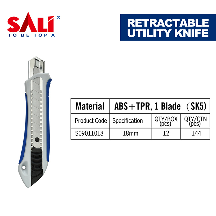 Sali Retractable Utility Knife - Blue + Black, Sk5, 1+3 Blades, Multi-functional & Multi-purpose ...