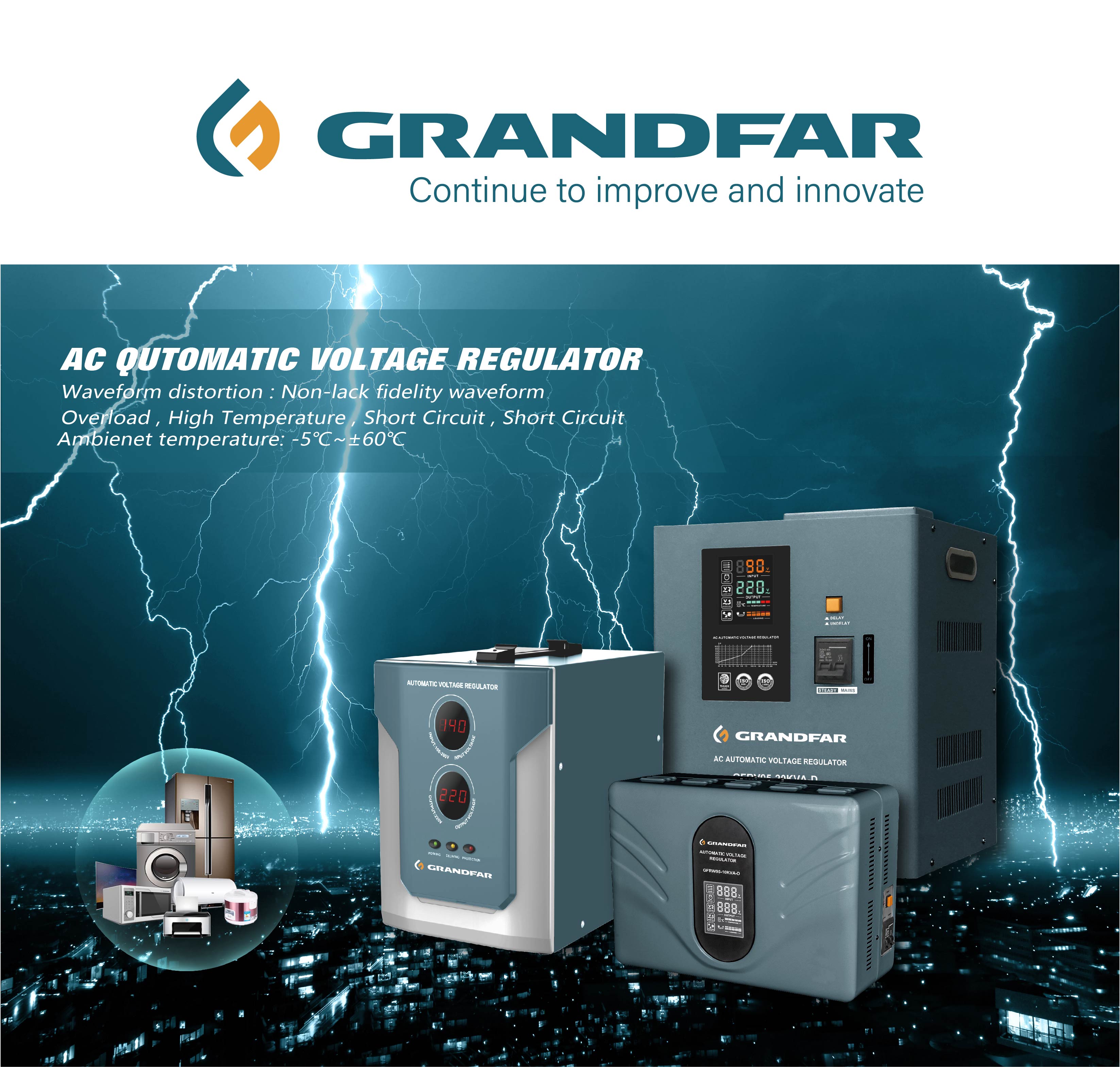 Grandfar 5000va Wall Mount Relay Type Overvoltage Protection Voltage Regulator, High Quality ...