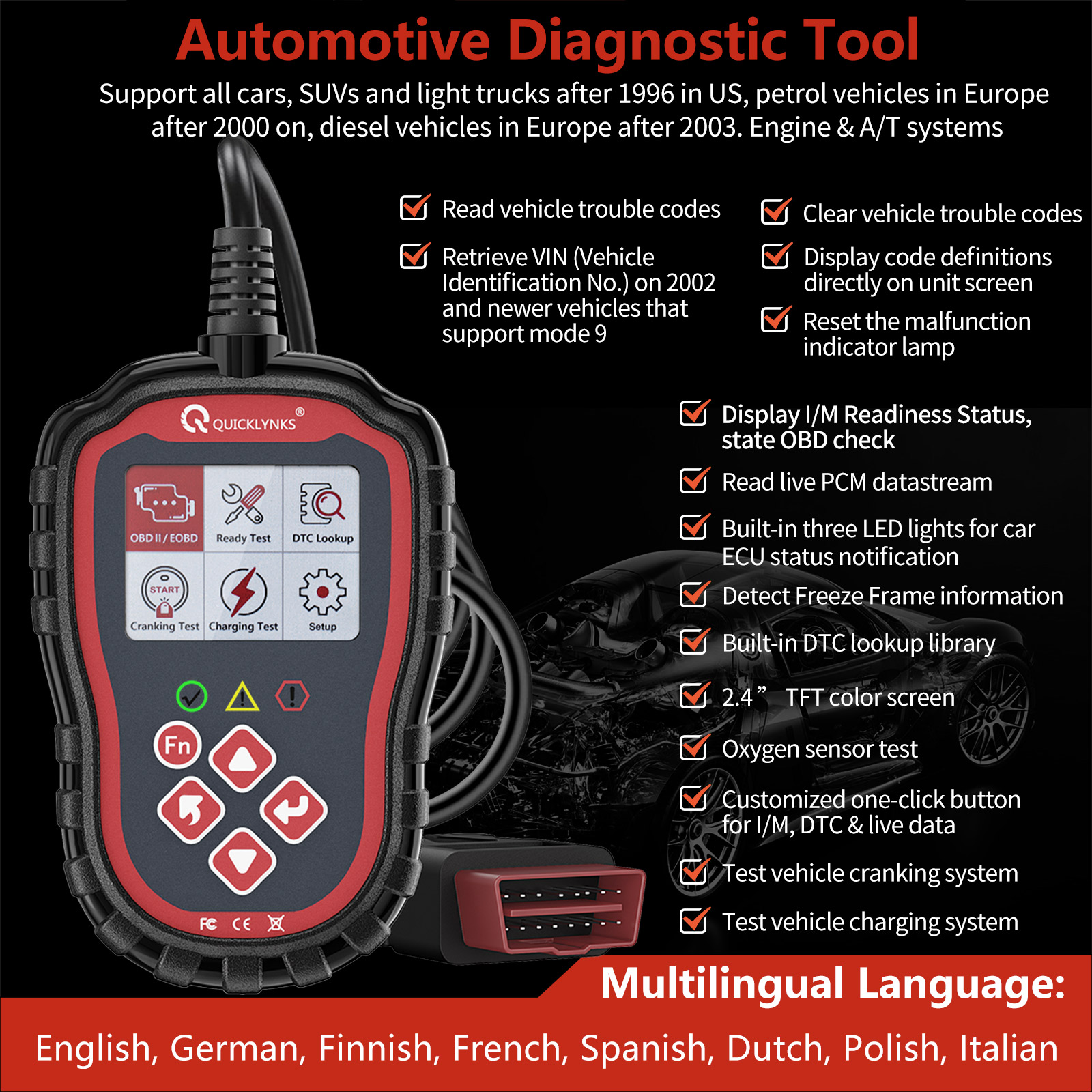 Japanese Vehicle Scanning Tool: Jobd Eobd Obd2 Vag Scanner - Multi Diagnostic Tool Obd Ii, High ...