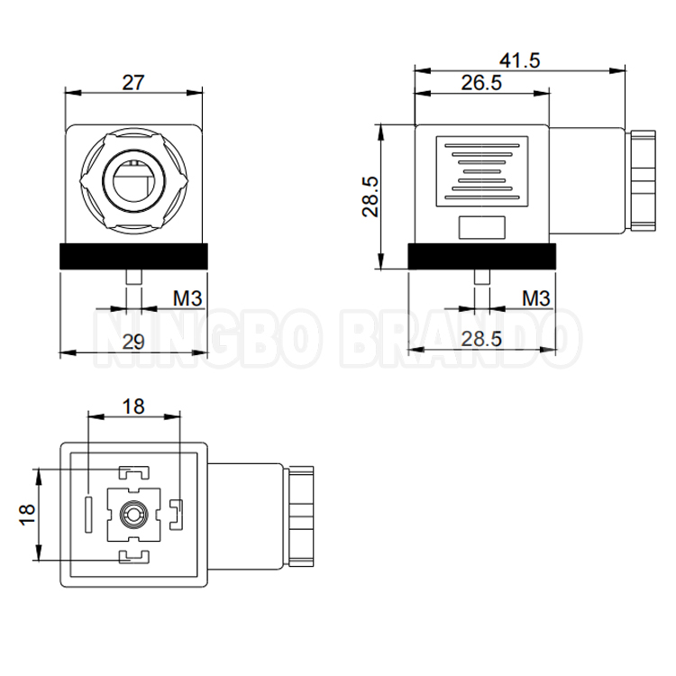 DIN43650A PG11 Solenoid Valve Connector With Led Light China ...