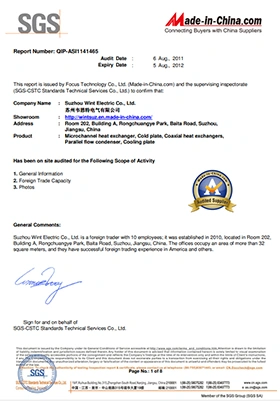 Certificates - Suzhou Wint Electric Co., Ltd