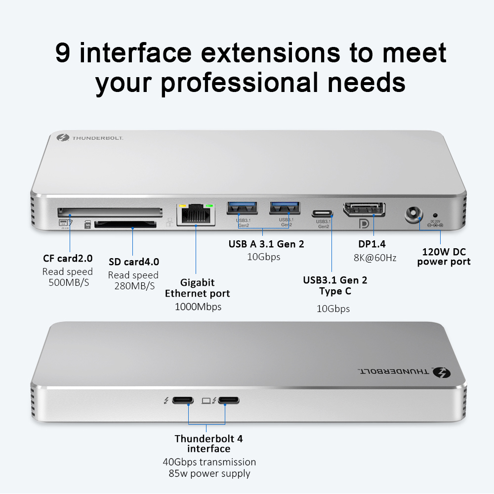 Thunderbolt 4 Docking Station 40gbps การถ่ายโอนความเร็วสูง คุณภาพสูง ...