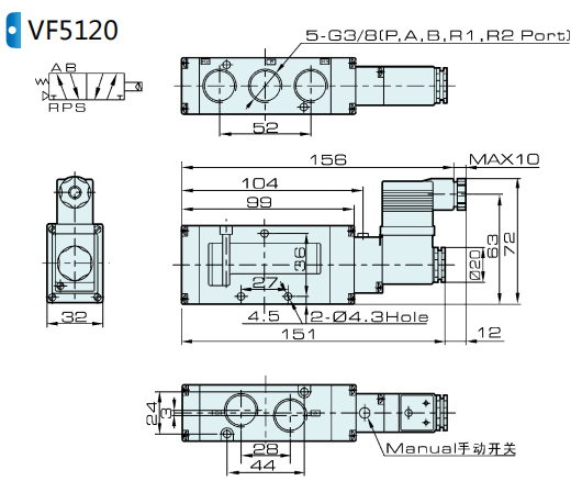 VF5120 SMC Type Pneumatic Air Solenoid Valve 5/2 China Manufacturers ...
