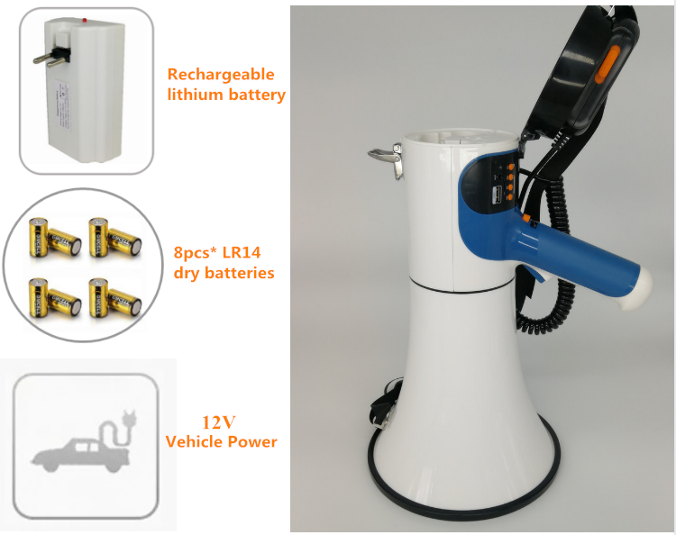 Professional Usb Handheld Plastic Megaphones With Music, High Quality ...