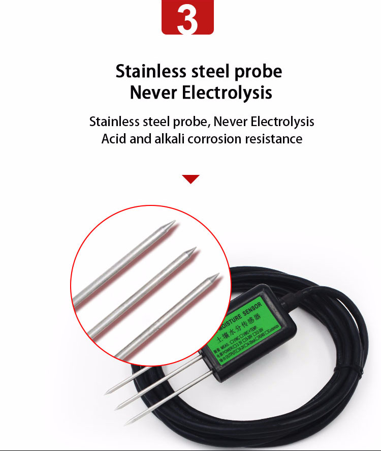 Rs485 4-20ma Soil Conductivity Temperature Moisture Sensor, High Quality Rs485 4-20ma Soil ...