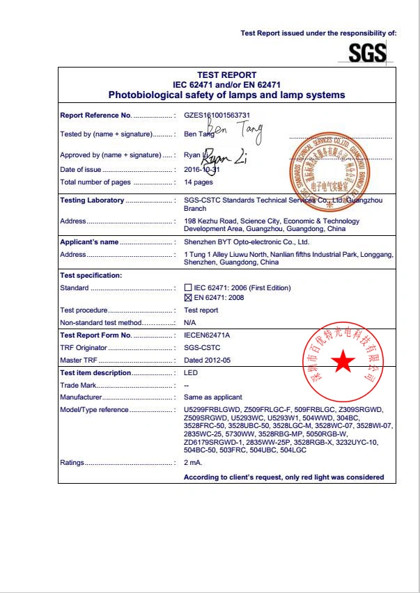Certificates - Shenzhen Best LED Opto-electronic Co.,Ltd / BESTSMD CO ...