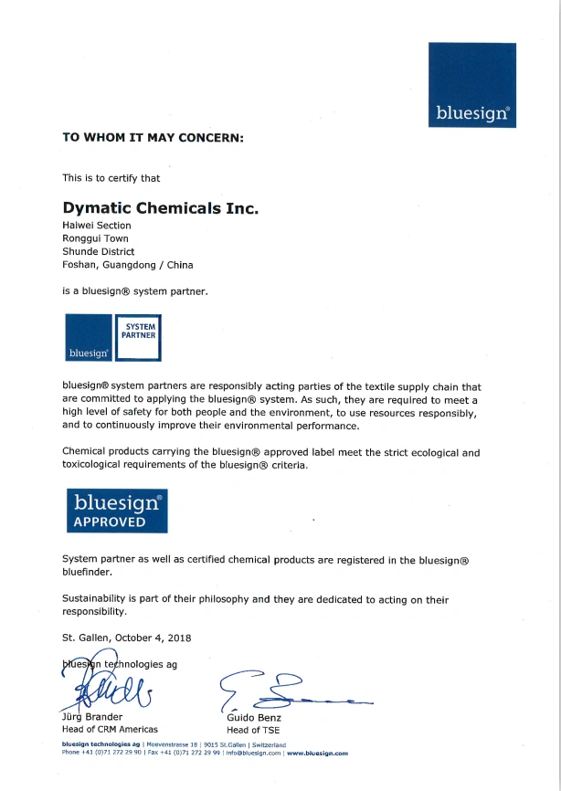 Certificates - Dymatic Chemicals, Inc.