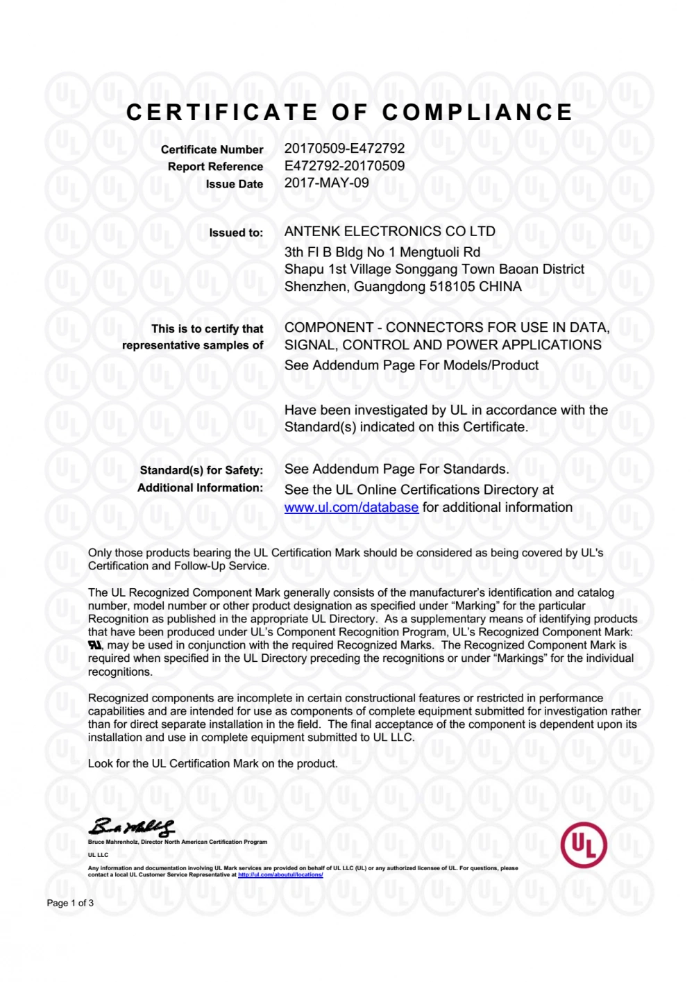 Certificates - ShenZhen Antenk Electronics Co,Ltd