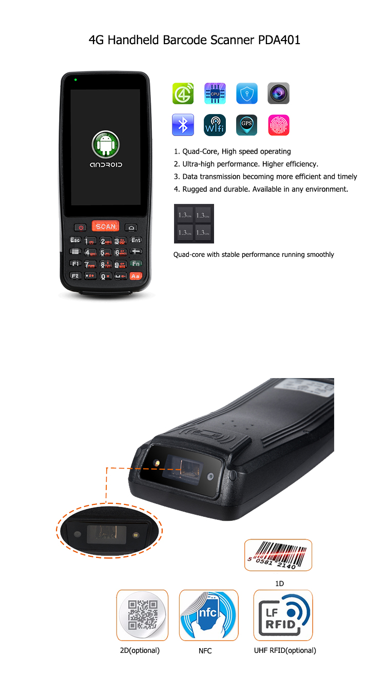 Industrial Rugged Nfc Reader Handheld Pda Barcode Scanner, High Quality ...