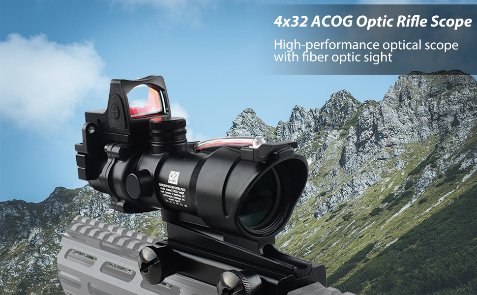 4x32 Acog Dual Illumination Red Optic Scope Reticle Fiber Red ...