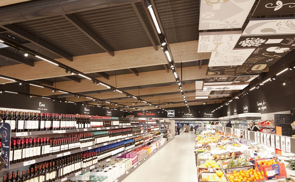แทร็ก Rail Retail แสดงระบบซุปเปอร์มาร์เก็ตไฟส่องสว่างชั้นวาง คุณภาพสูง ...