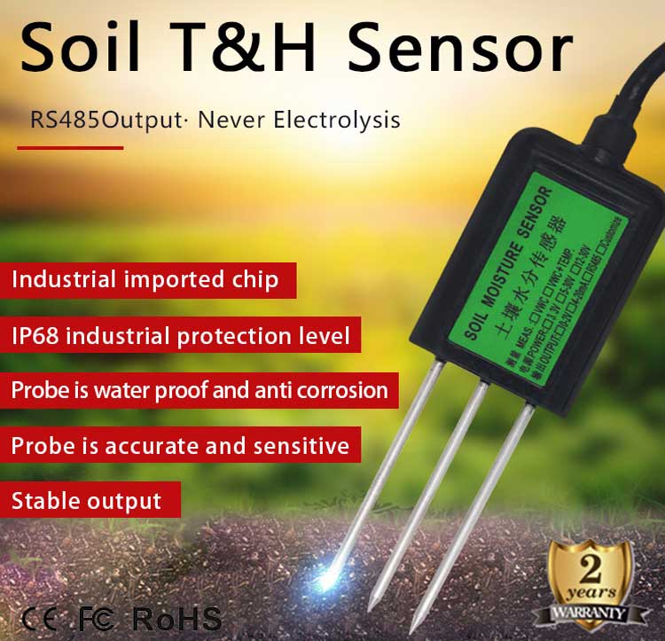 Rs485 4-20ma Soil Conductivity Temperature Moisture Sensor, High ...