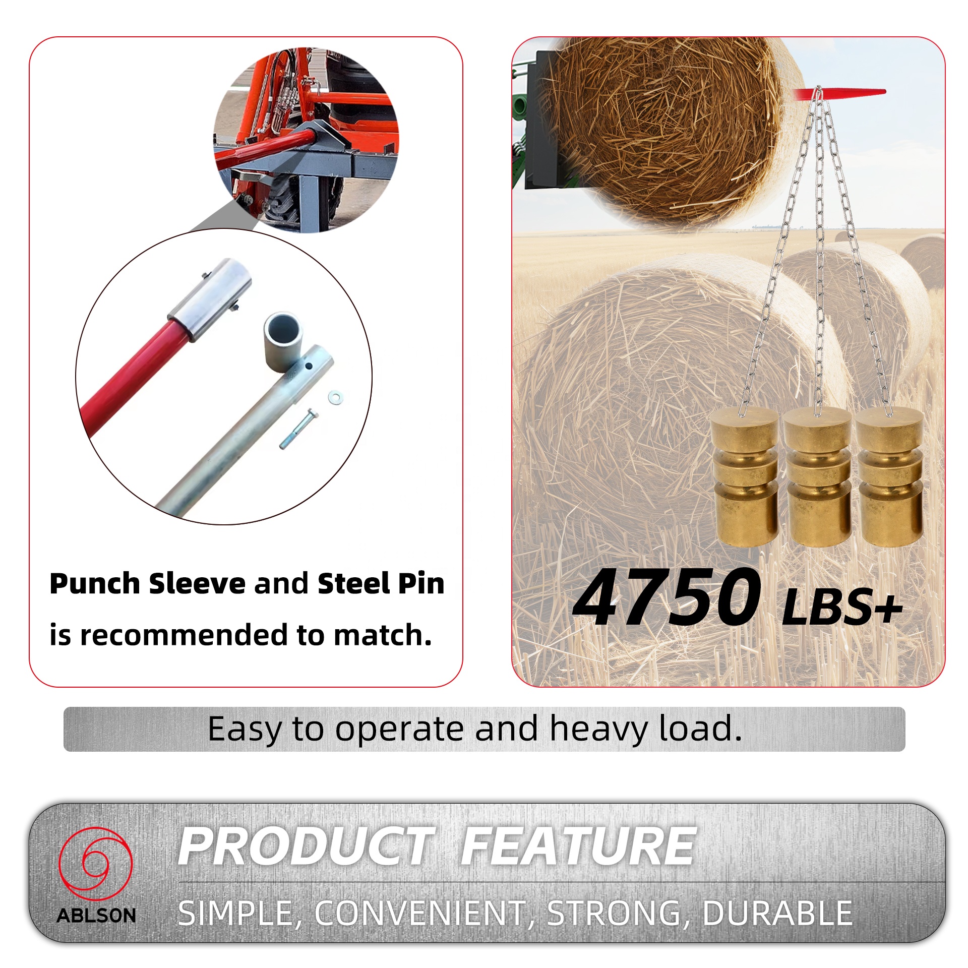 17 Inch 36 Hay Loader Parts For Tractor - Stabilizer Spear, Tine Bale ...