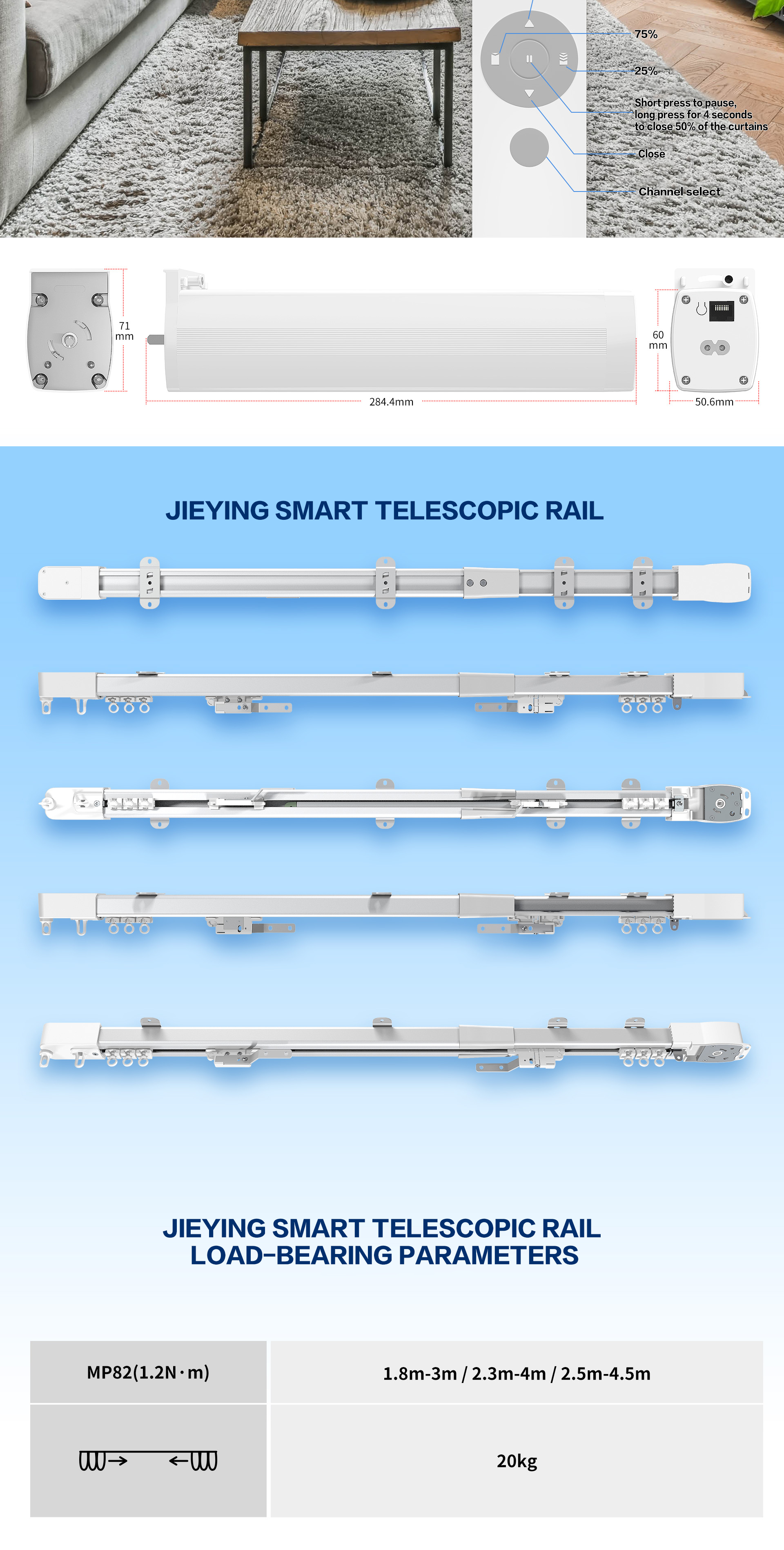 Jieying Modern Wifi Electric Aluminum Silent Extendable Ceiling Smart ...